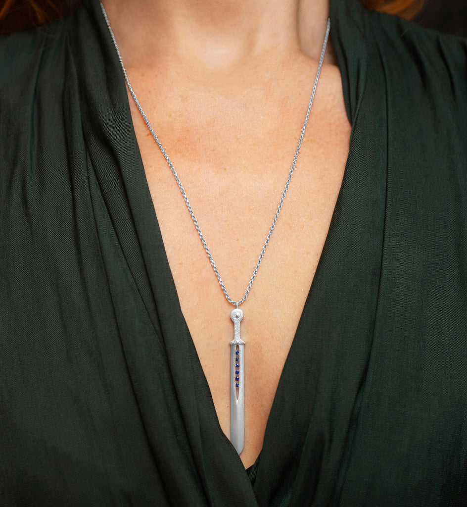 Blue Sapphire Sword Necklace – b.Tsaritsa